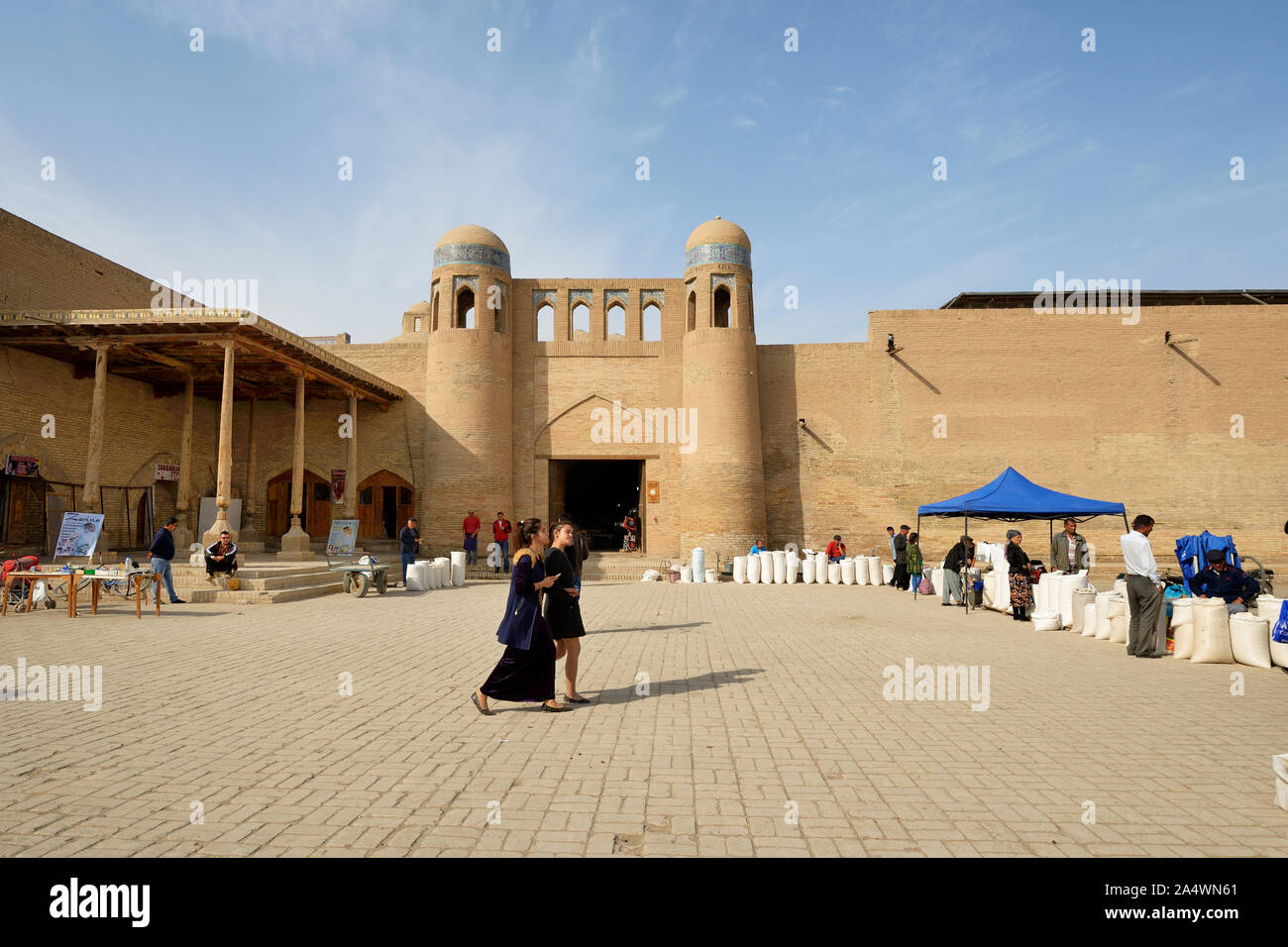 Palvan Darvoza (eastern gate) facing the Dekhon Bazaar. Khiva, a UNESCO ...