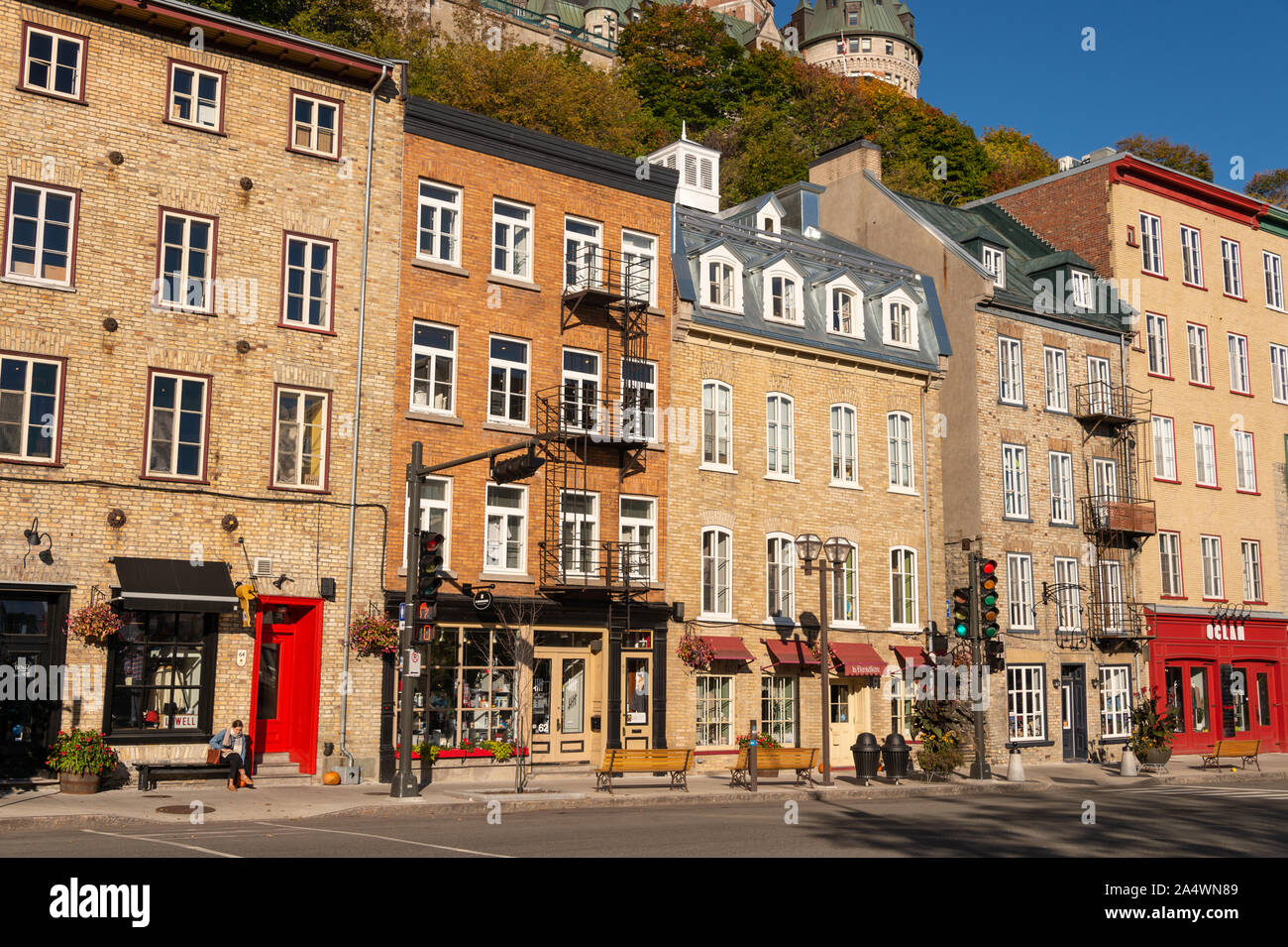 Quebec City, Canada - 4 October 2019: Traditional stone houses on ...