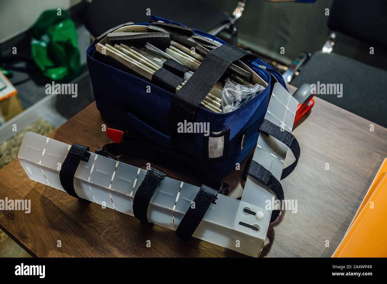 Kit of medical orthopedic body immobilization equipment Stock Photo - Alamy