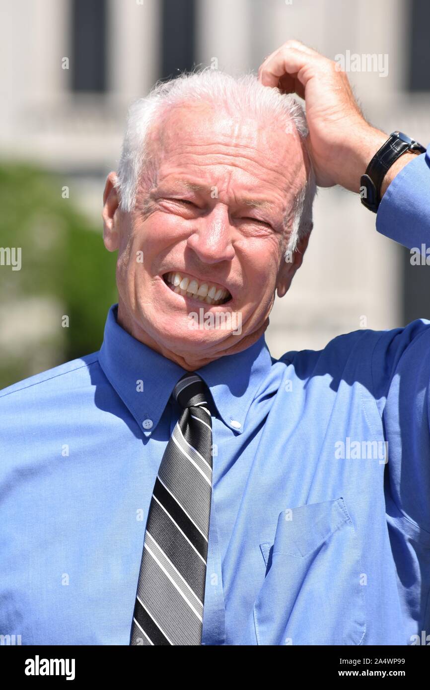 Adult Senior Investor And Confusion Wearing Tie Stock Photo - Alamy