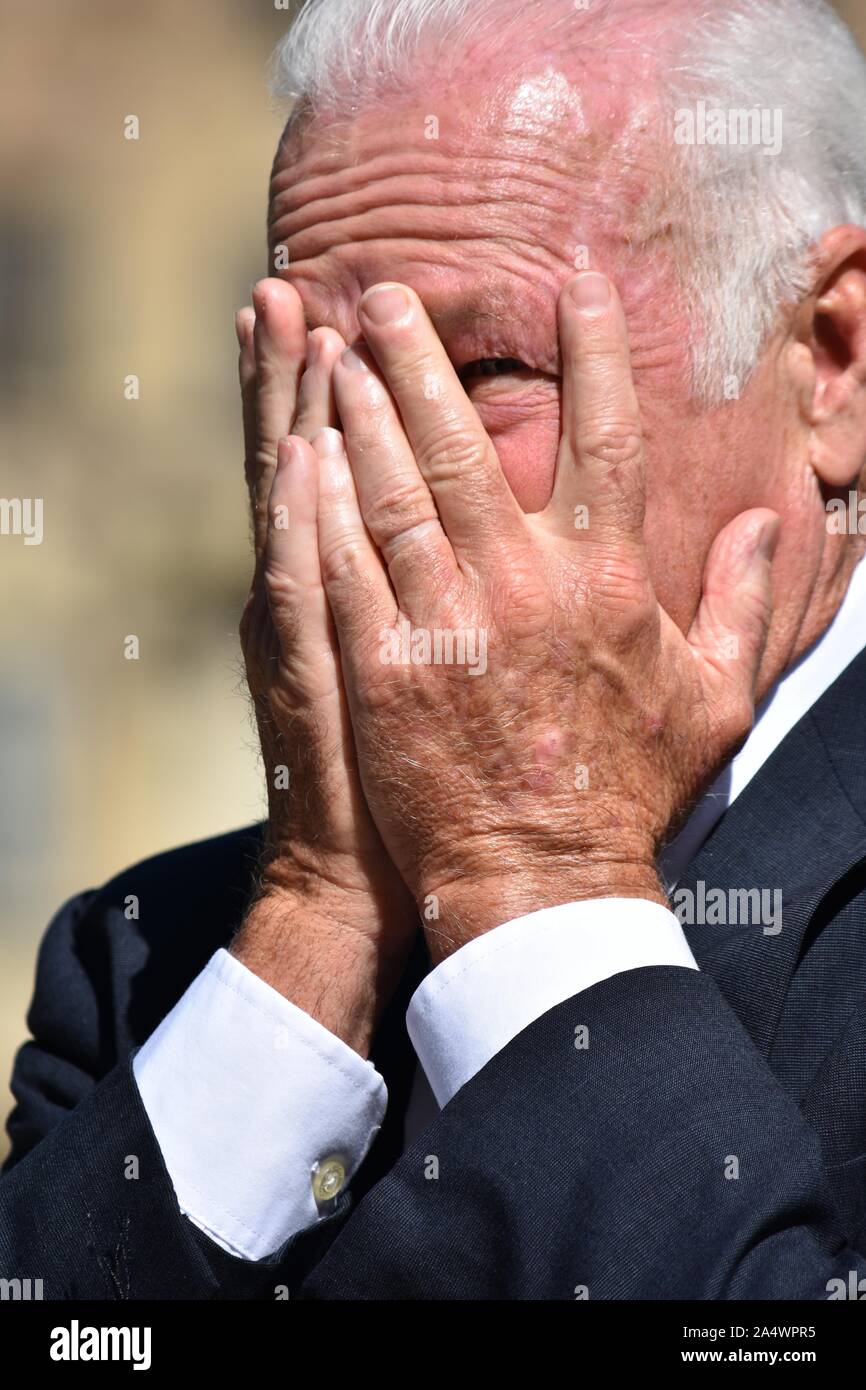 Adult Senior Business Executive Afraid Wearing Suit And Tie Stock Photo ...