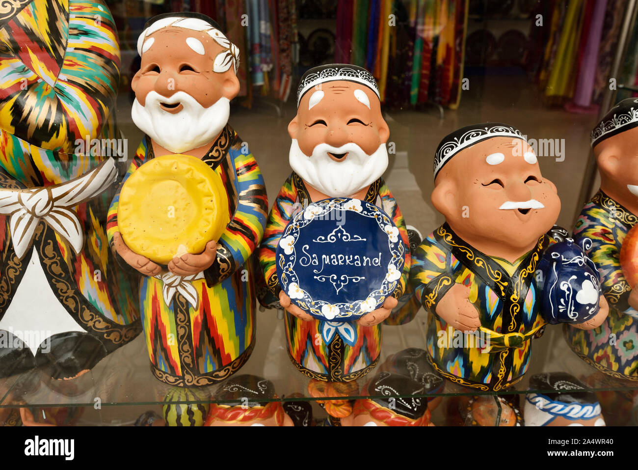 Typical uzbek souvenirs for tourists. Samarkand, Uzbekistan Stock Photo ...