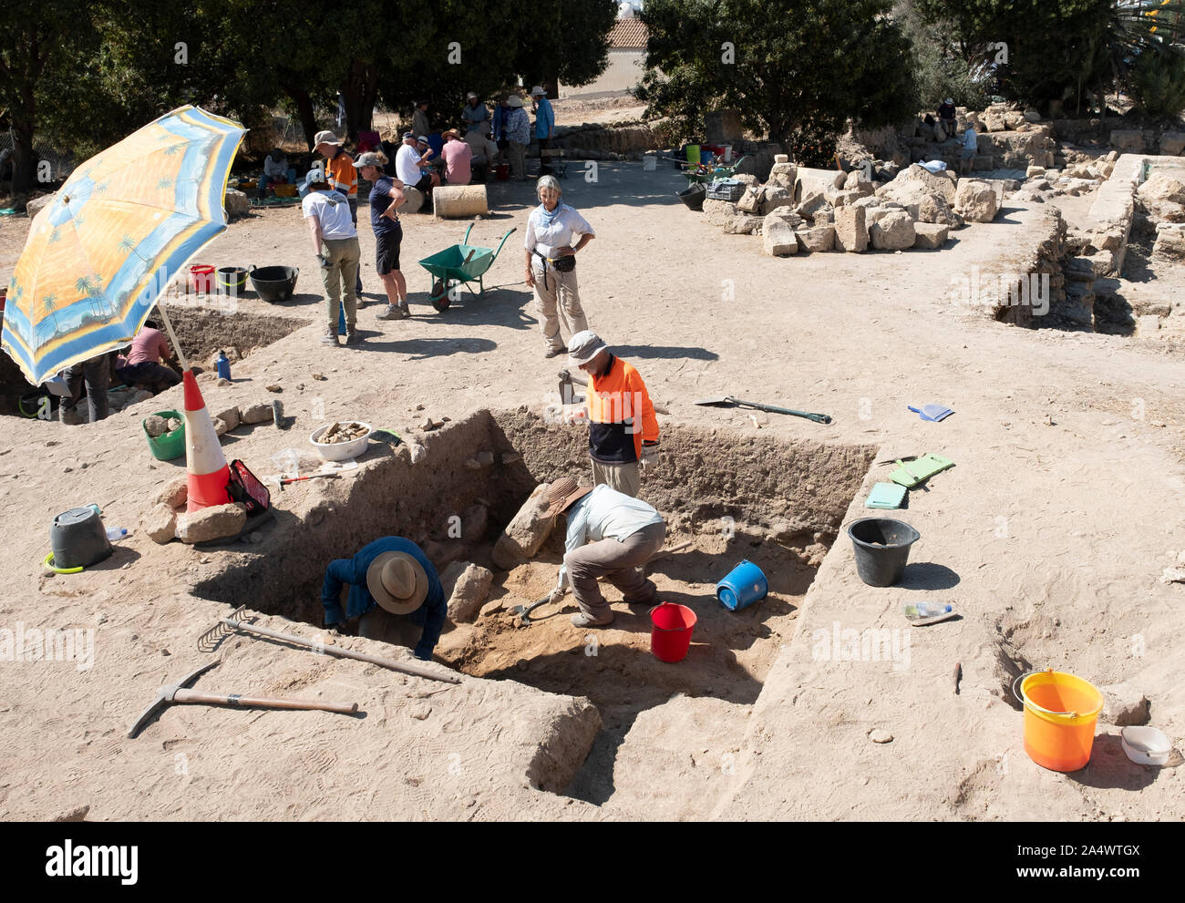Archaeologists working on a site around the Catacombs in Neo Paphos ...