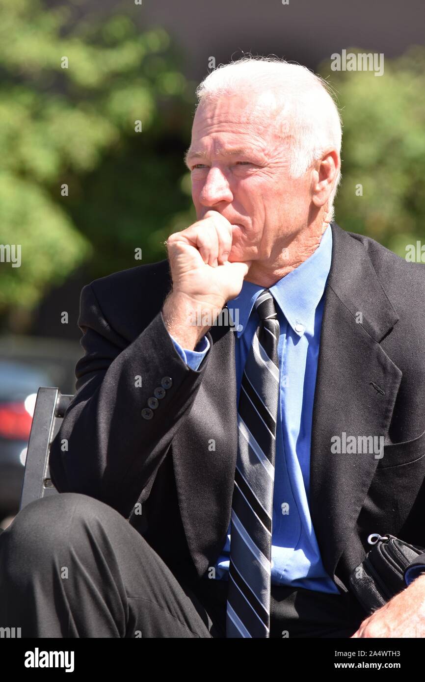 Business Man Thinking Sitting Stock Photo - Alamy
