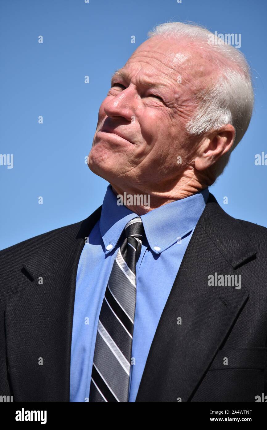 Contemplative Adult Senior Investor Wearing Suit And Tie Isolated Stock ...