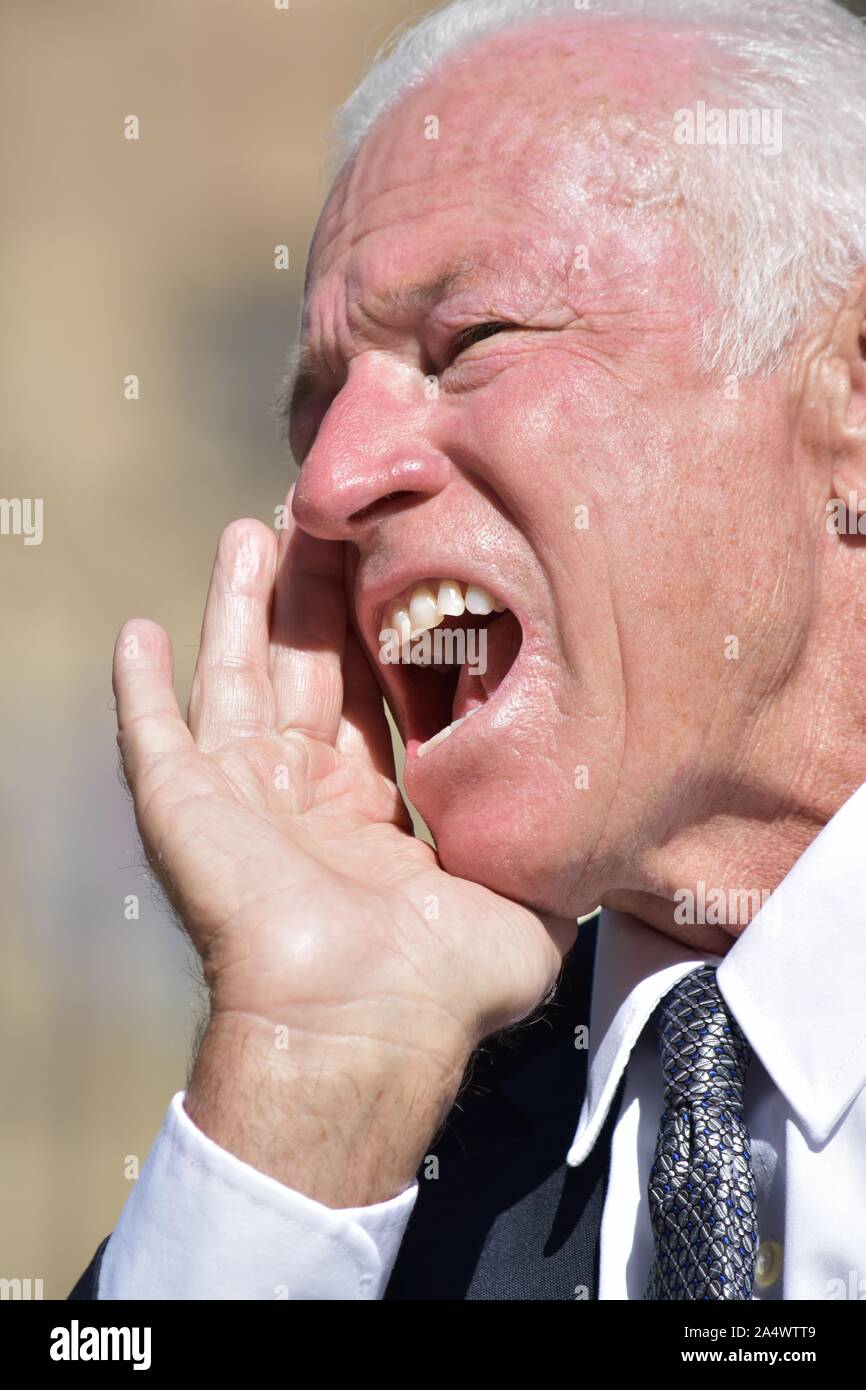 Business Man Shouting Stock Photo - Alamy
