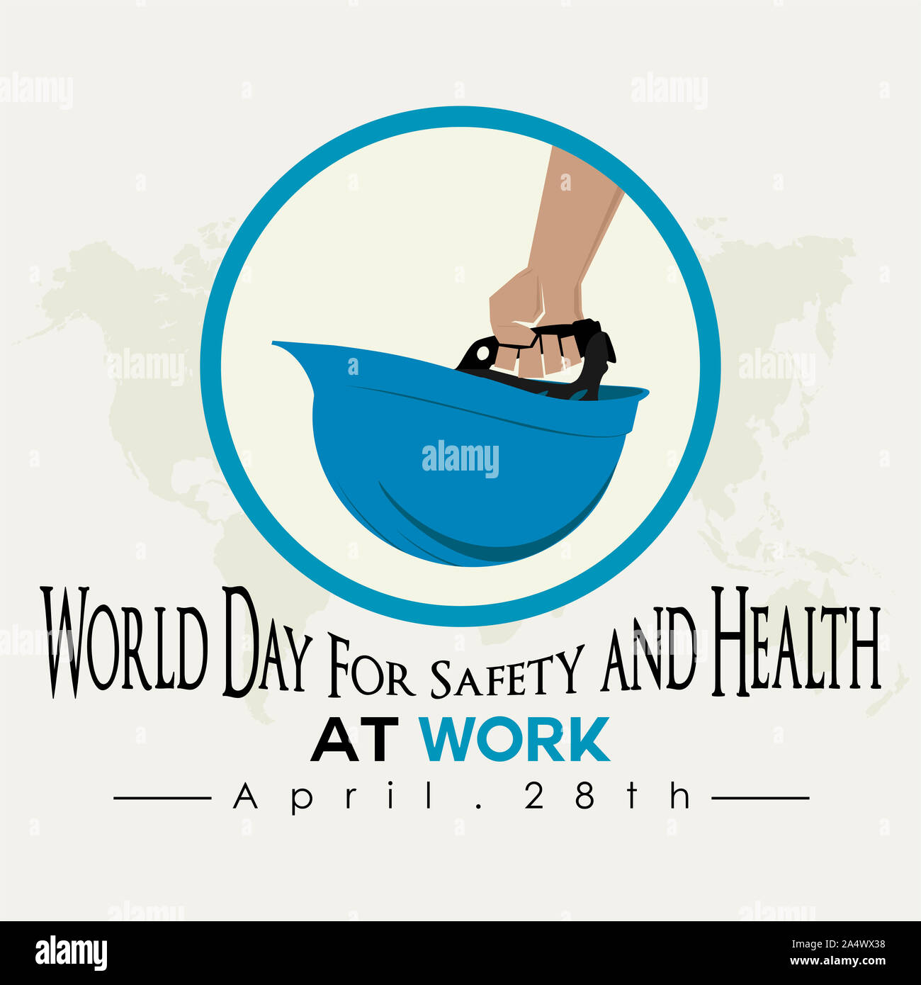 World day for Safety and Health at Work with the hand carrying the ...