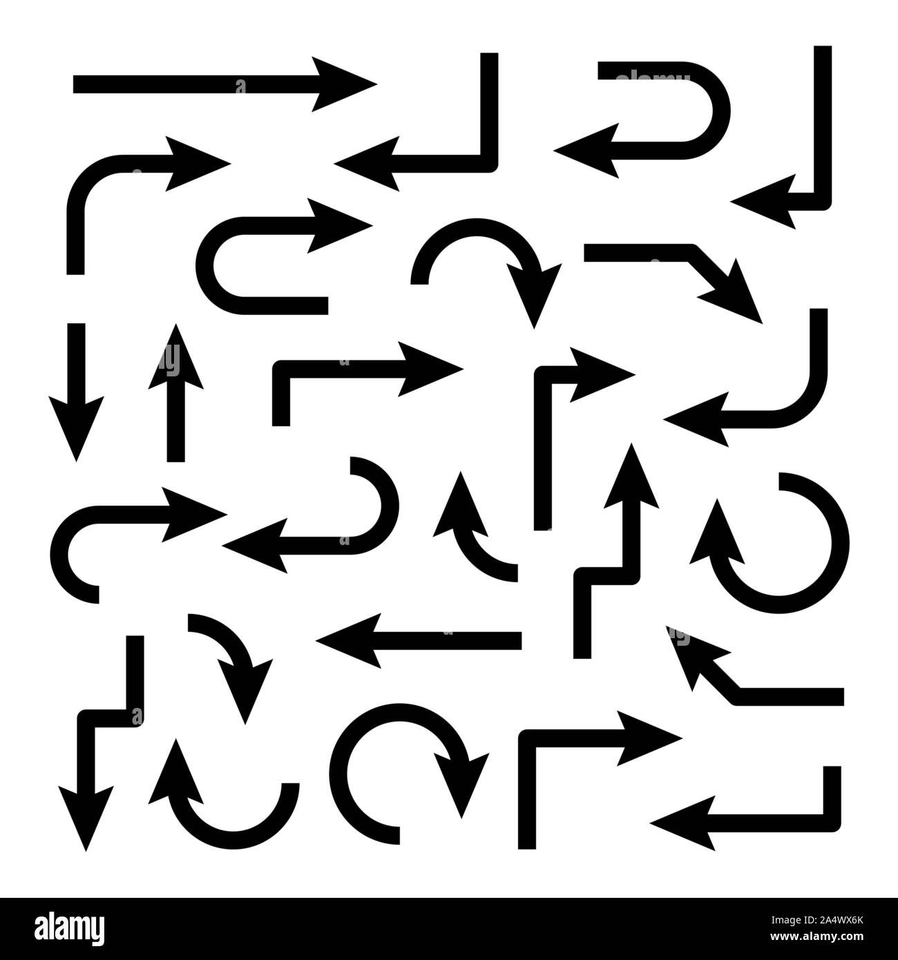 Black Arrows Set on White Background. Arrow, Cursor Icon. Vector Pointers Collection. Back, Next ...
