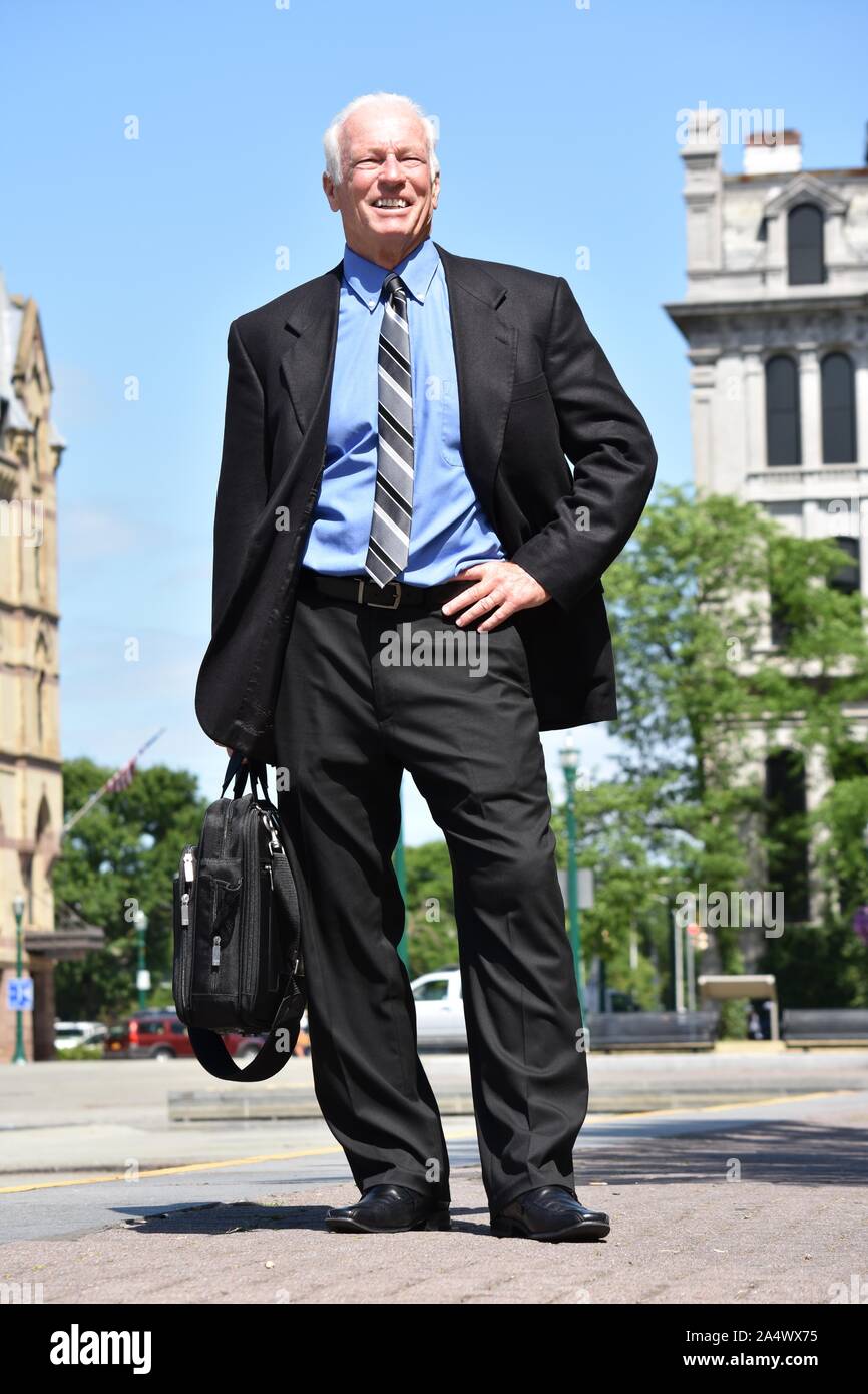 Adult Senior Business Man Smiling Standing Stock Photo - Alamy