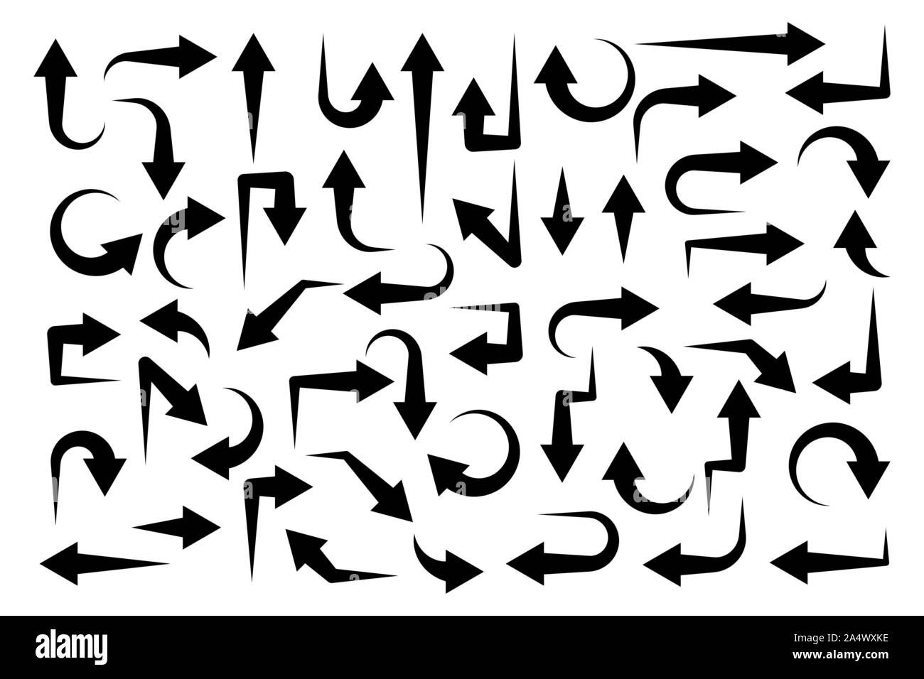 Black Arrows Set on White Background. Arrow, Cursor Icon. Vector Pointers Collection. Back, Next ...
