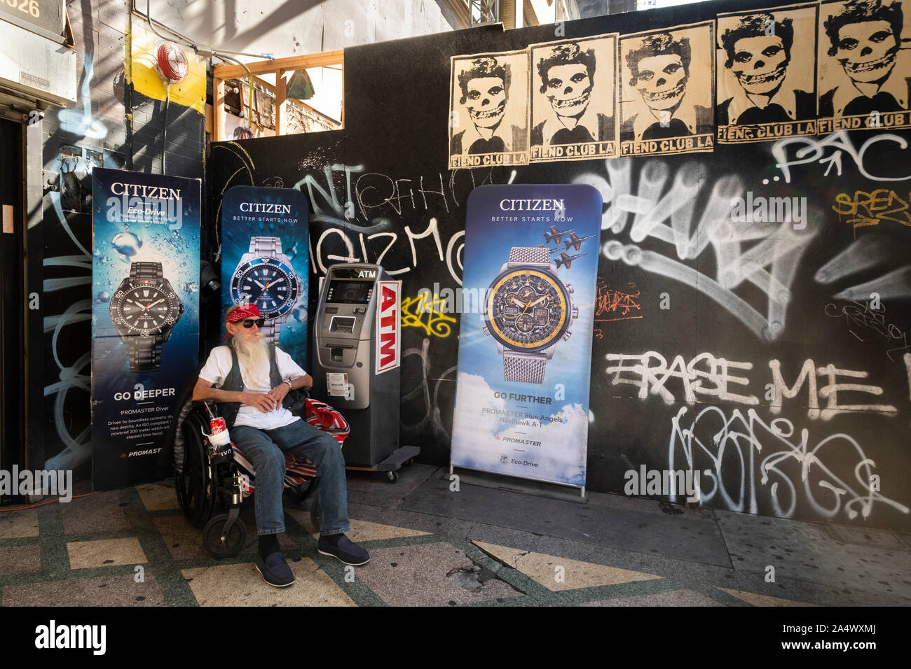 Jimmy, homeless man, Broadway, construction site, Broadway, Los Angeles ...