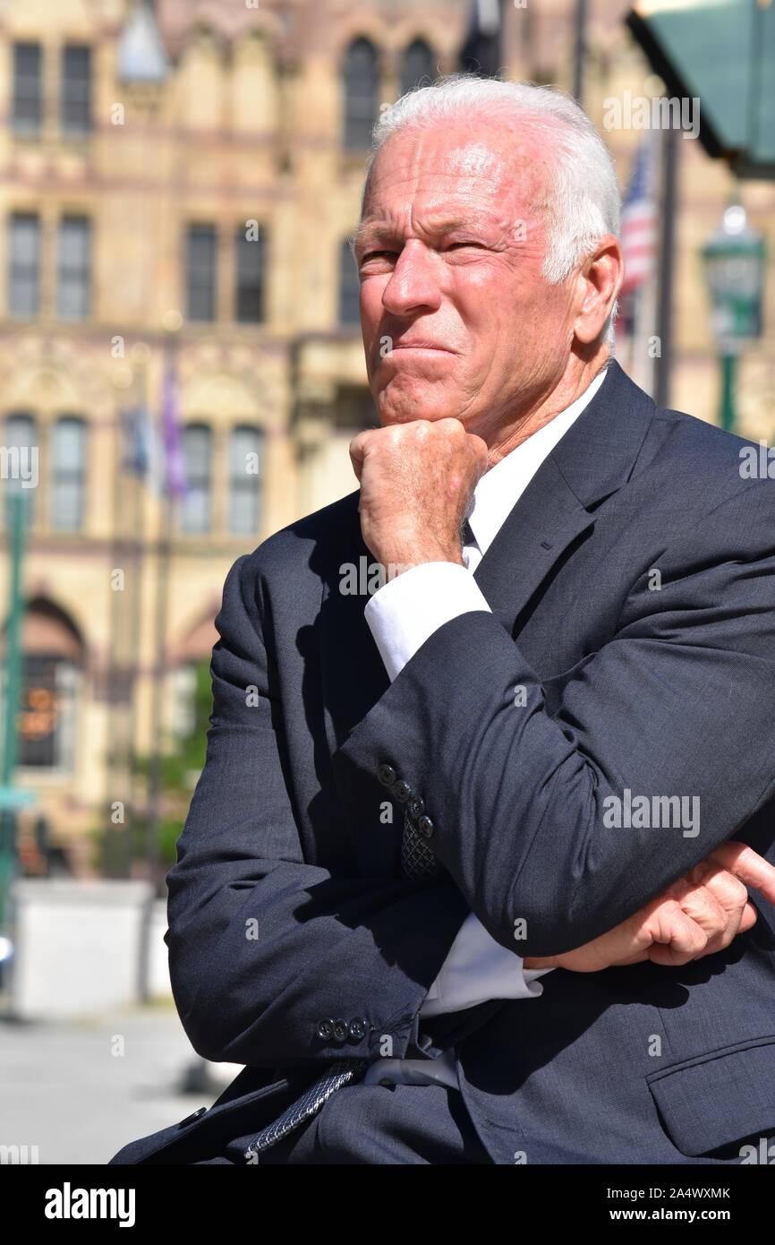 Business Man Decision Making Wearing Suit And Tie Stock Photo - Alamy