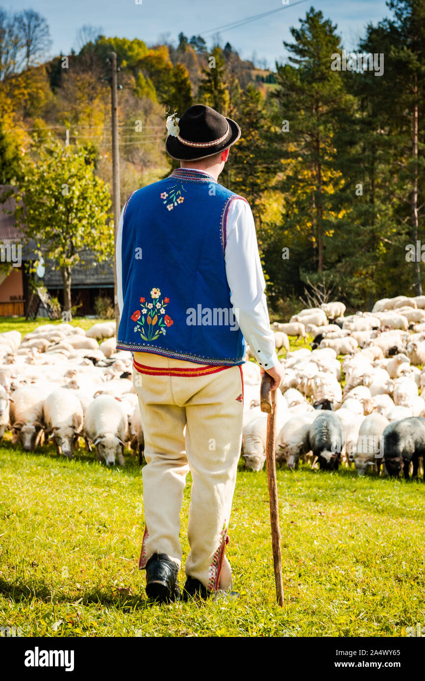 Traditional Polish Highland Shepherd in Regional Clothing at Sheep ...