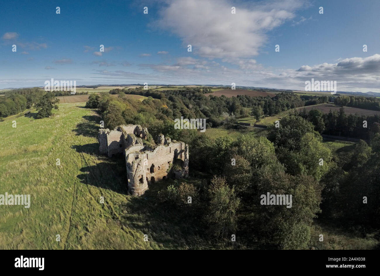 Twizel Castle above the Till a tributary of the River Tweed Stock Photo ...