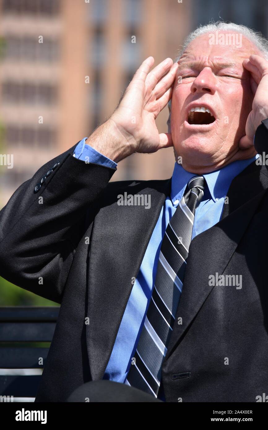 Senior Investor Under Stress Sitting Stock Photo - Alamy
