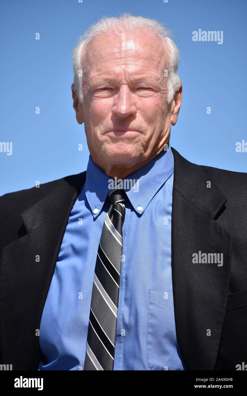 Unemotional Adult Senior Investor Wearing Suit And Tie Isolated Stock ...