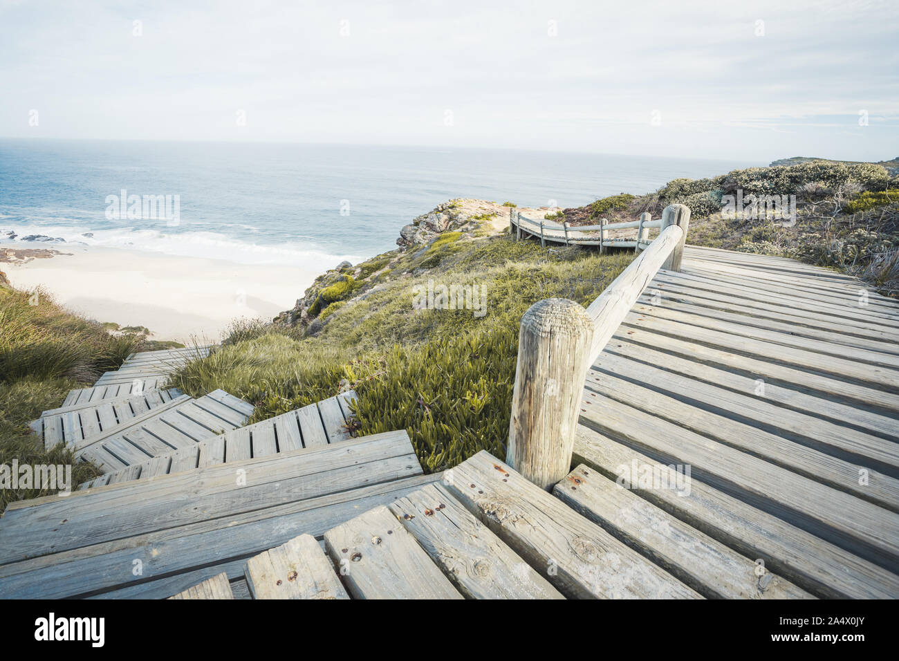 Cape Peninsula Wooden Walkway stairs down to dias beach Stock Photo - Alamy