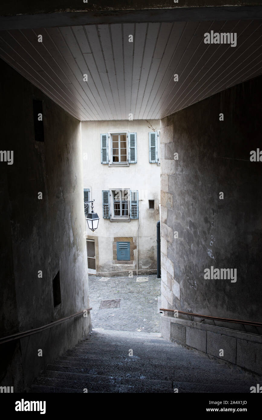 Passageway with stairs, Geneva Stock Photo - Alamy