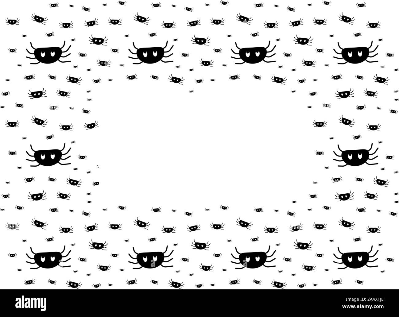 Spiders background, funny silhouettes style, rectangle frame, vector ...