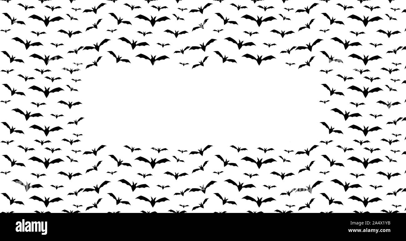 black silhouette of bats, frame for halloween party invitation Stock ...