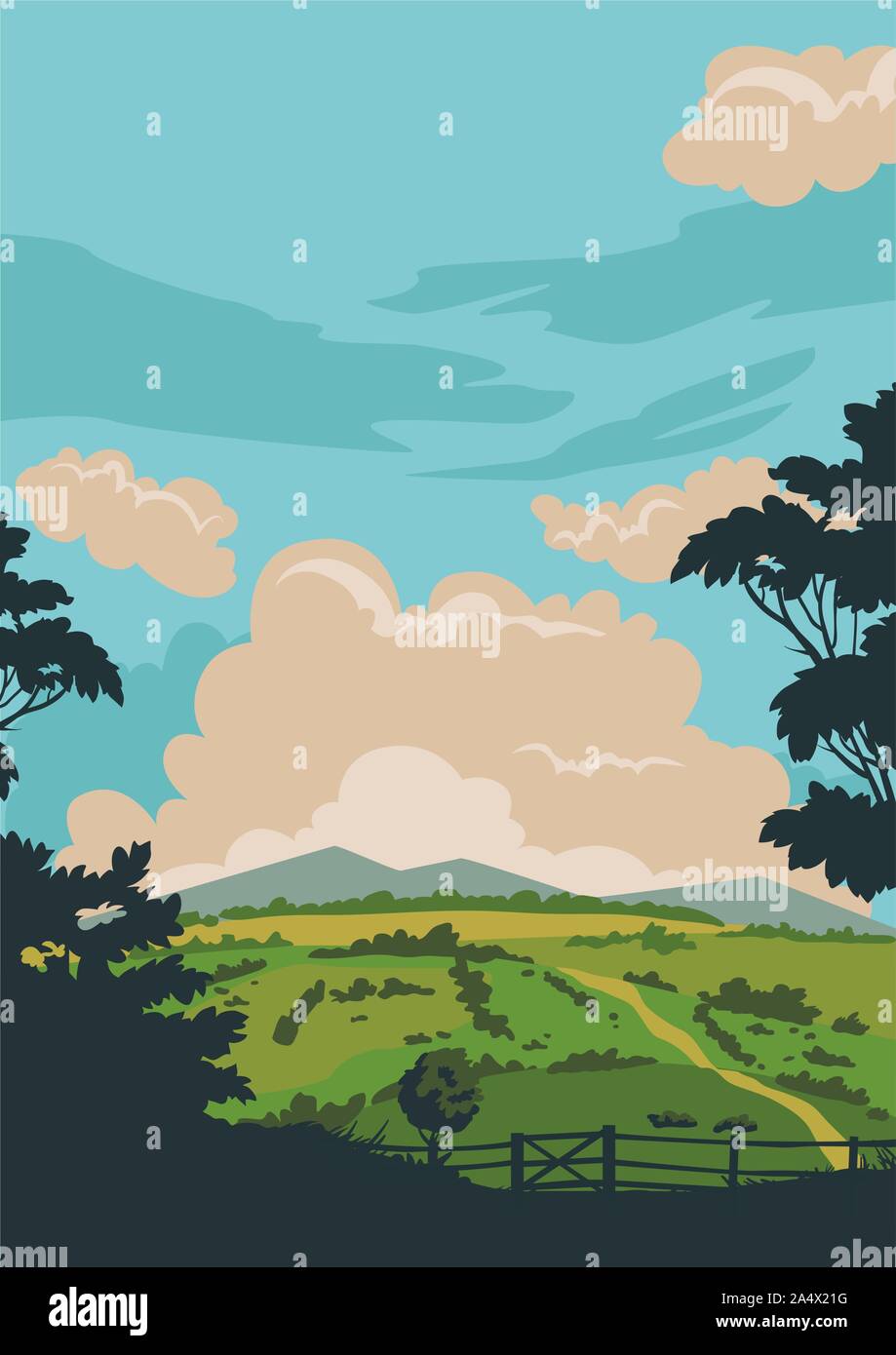 Beautiful view landscape field Stock Vector Images - Alamy