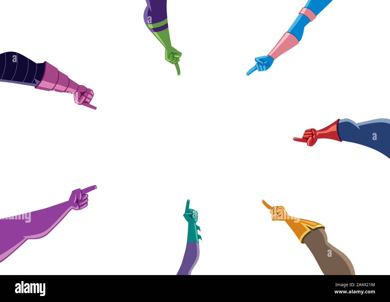Superhero Hands with Pointing Fingers on White Stock Vector Image & Art ...