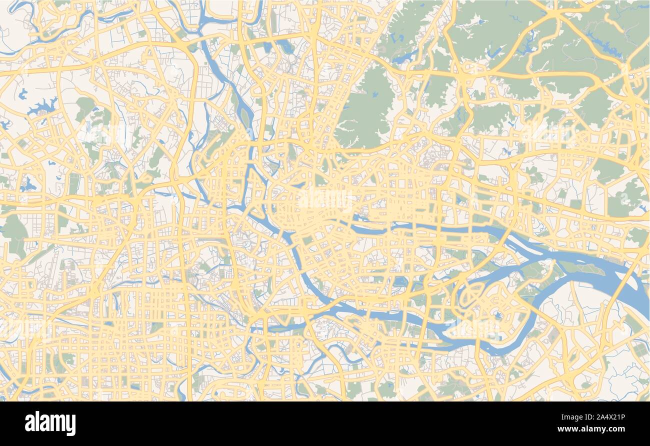 Printable street map of Guangzhou, Province Guangdong, China. Map ...