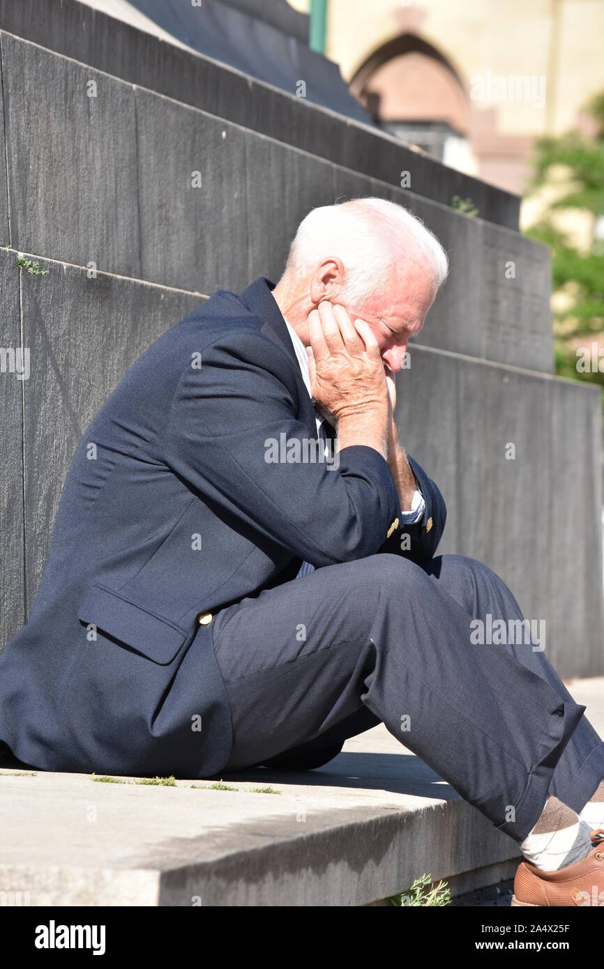 Sad Adult Senior Person Downtown Stock Photo - Alamy