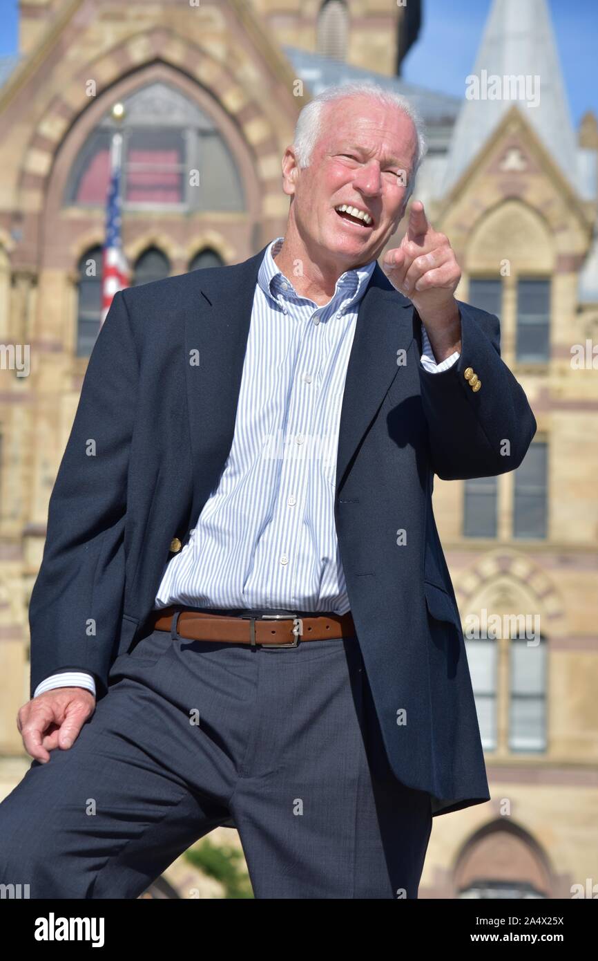 Adult Senior Political Candidate Talking Wearing Business Suit Stock ...