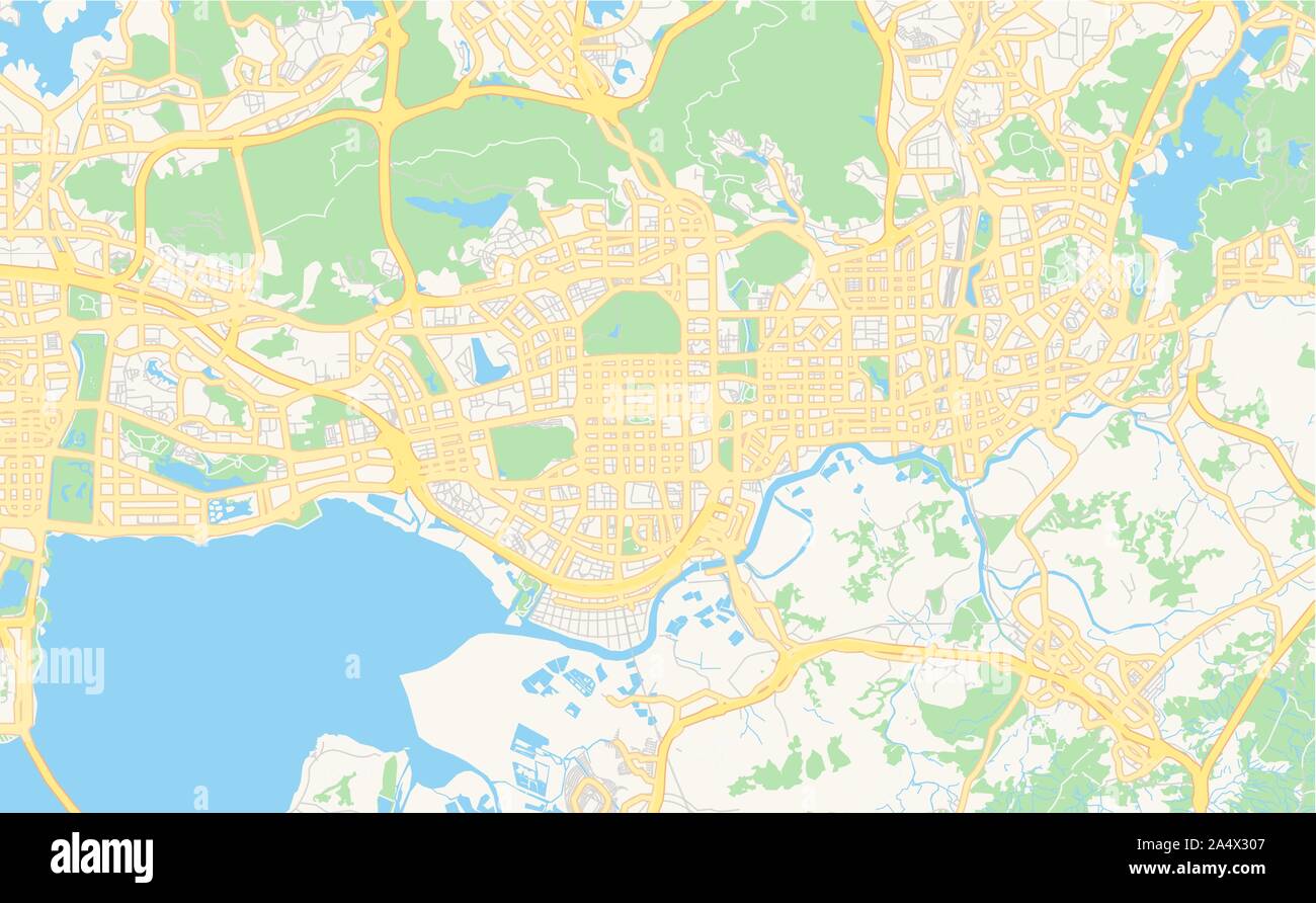 Printable street map of Shenzhen, Province Guangdong, China. Map ...