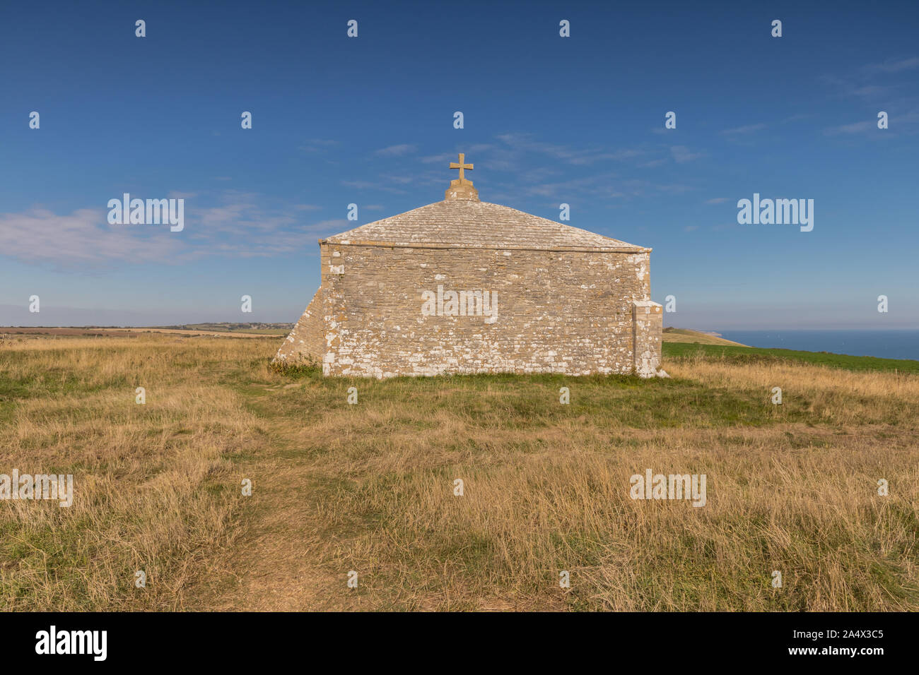 St Aldhelm's Chapel, an ancient stone building at St Aldhelm's Head ...