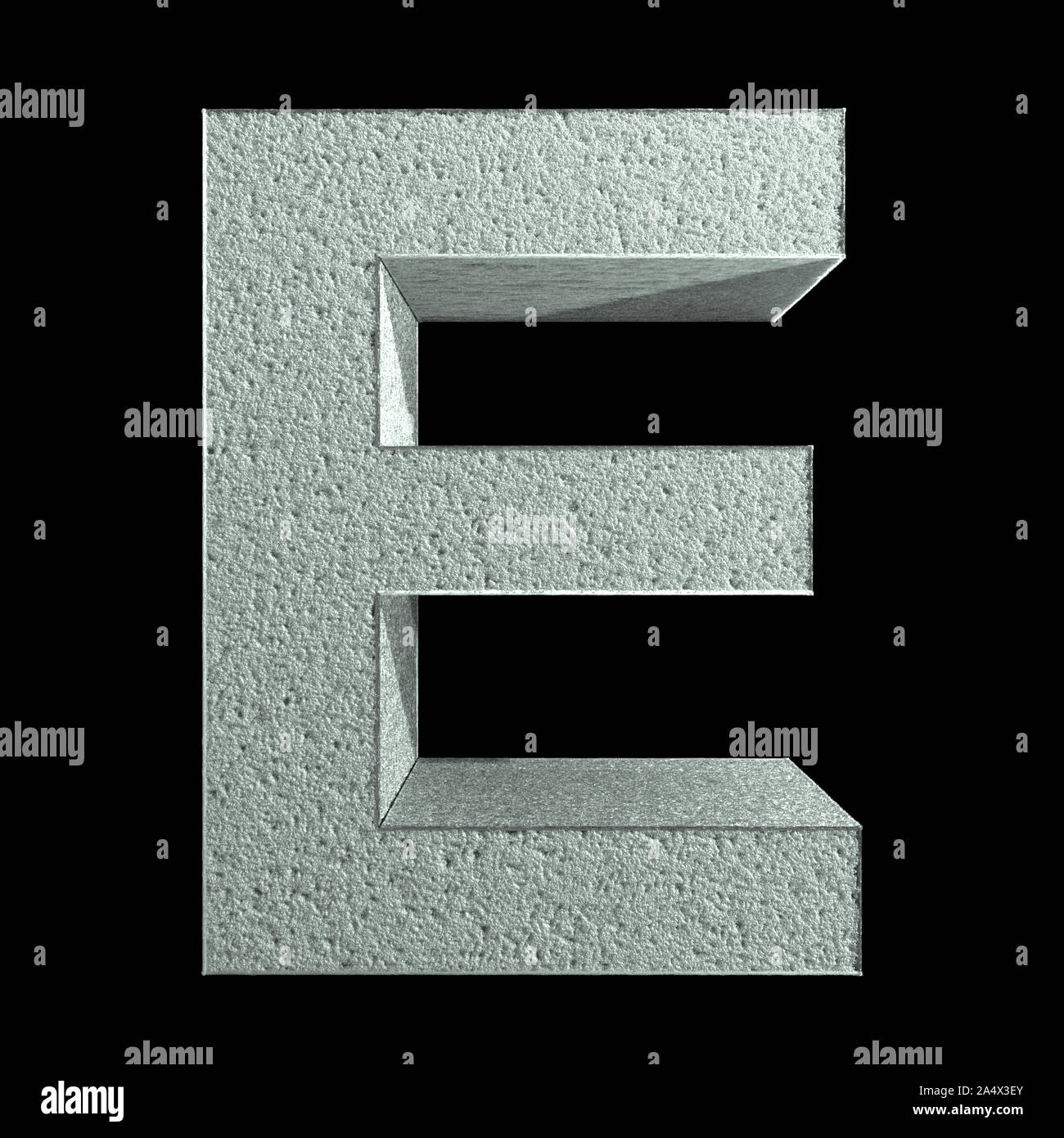 Letter E made of snow. Snow font. 3d rendering Stock Photo - Alamy
