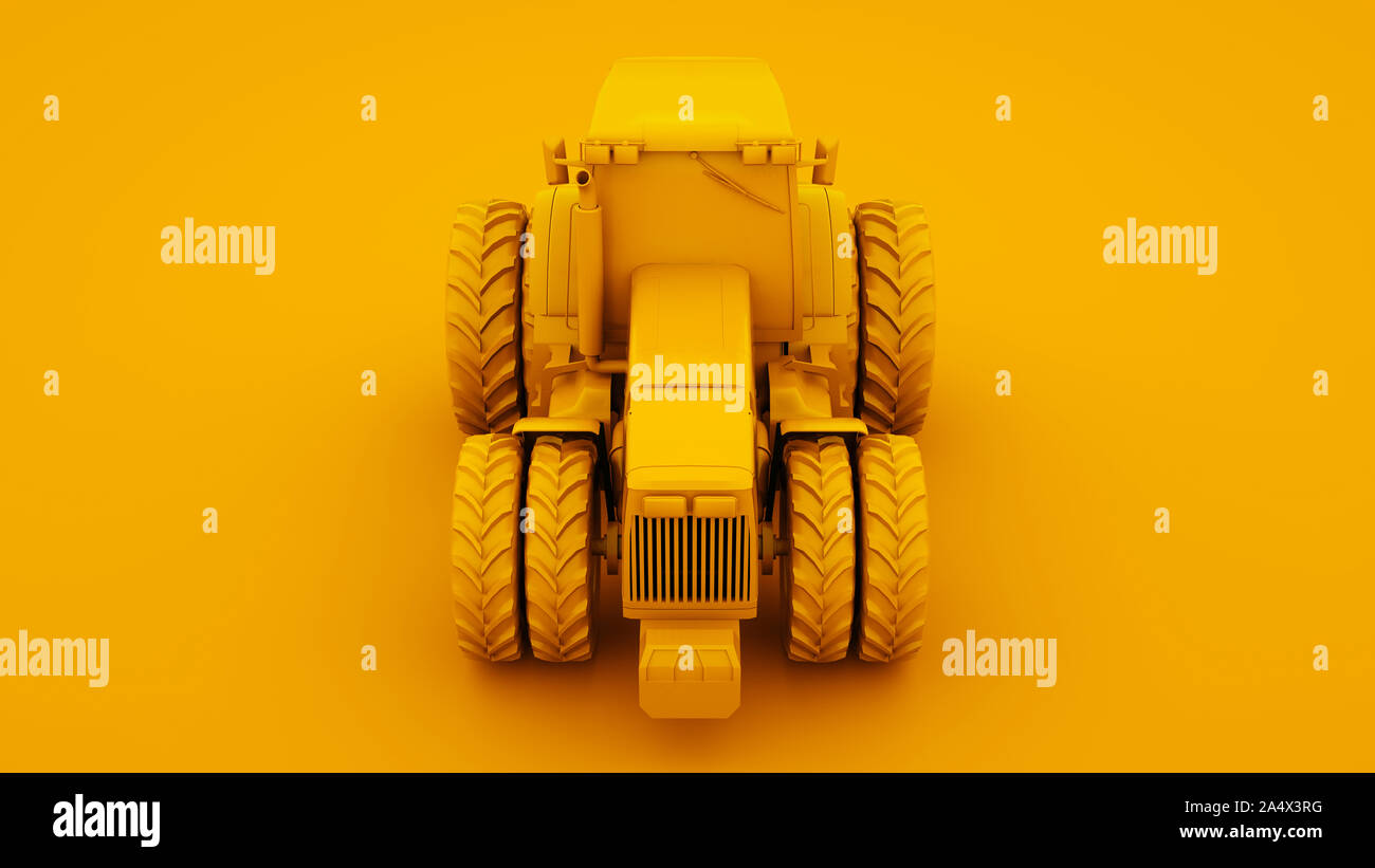 Yellow Tractor. Minimal idea concept. 3d illustration Stock Photo - Alamy