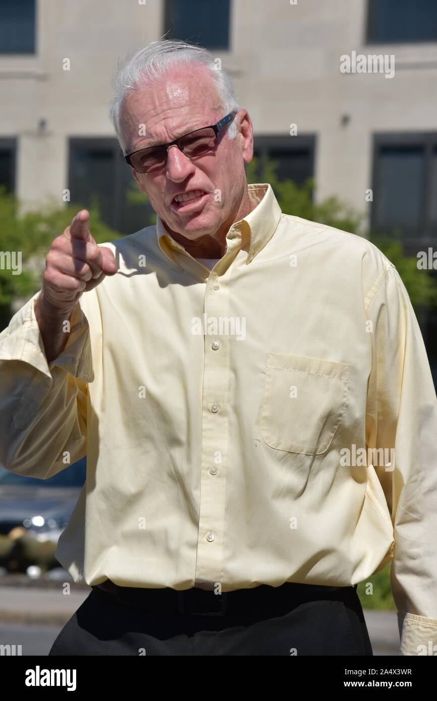 An Old Senior Person Pointing Stock Photo - Alamy