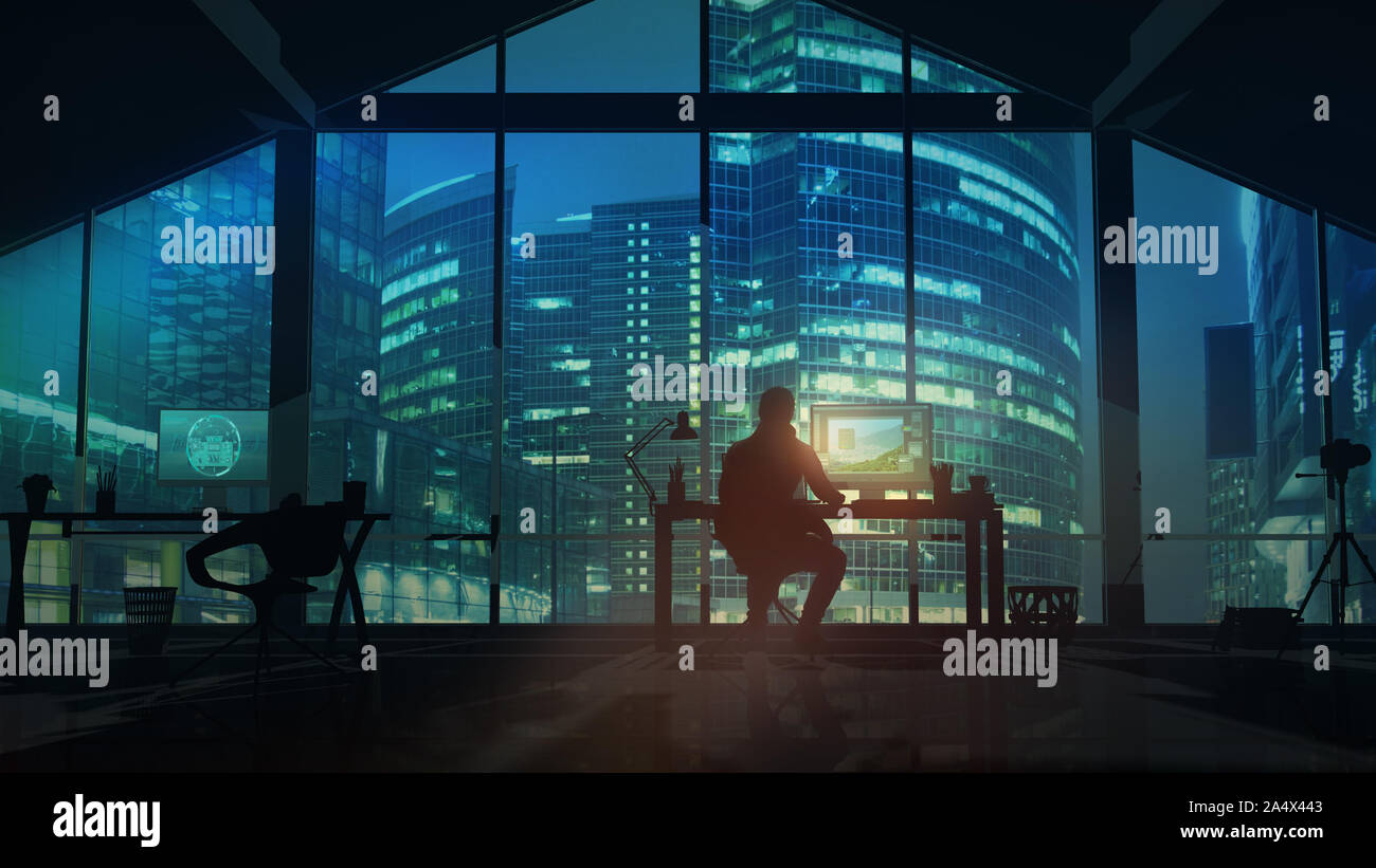 Night city photographer tripod hi-res stock photography and images - Alamy