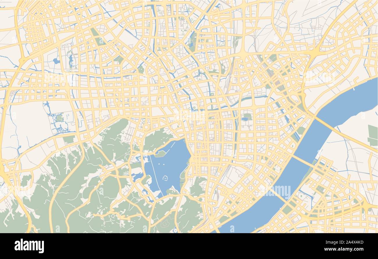Printable street map of Hangzhou, Province Zhejiang, China. Map ...