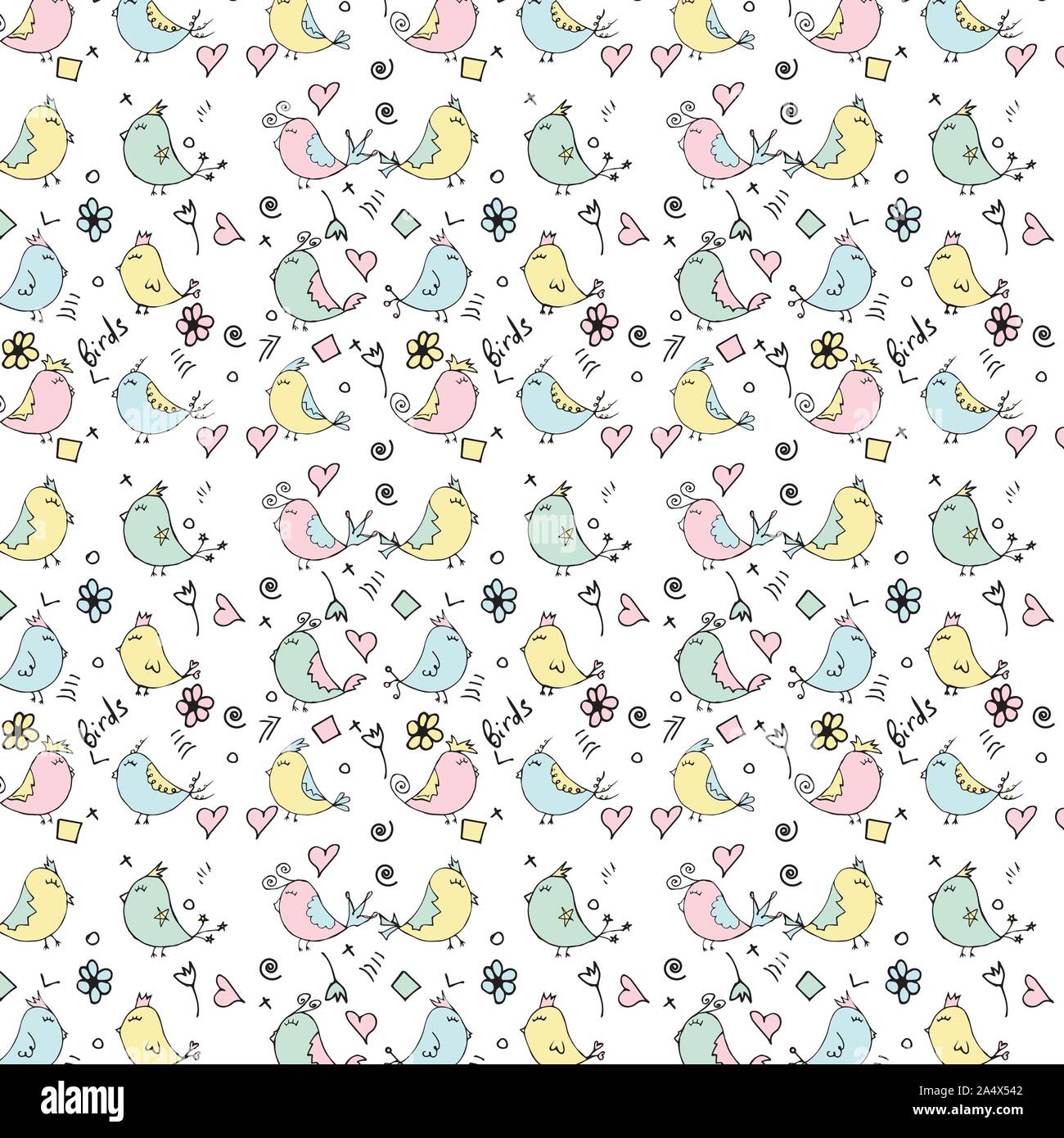 Colorful bird collection. Cute hand drawn bird doodles. Good for ...