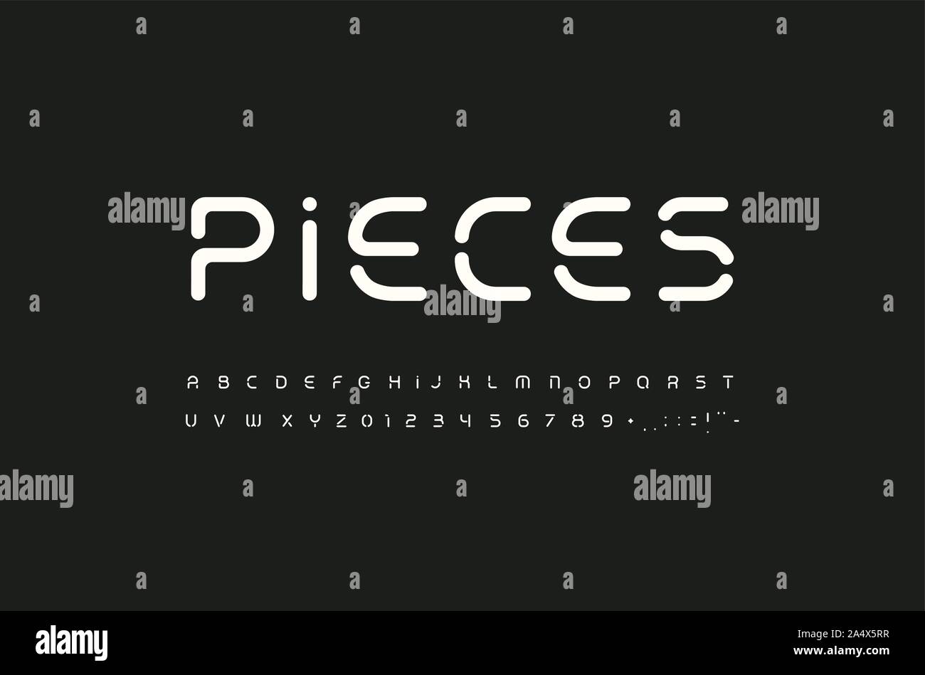 Pieces of line, futuristic sleek letters and numbers set. Modern ...