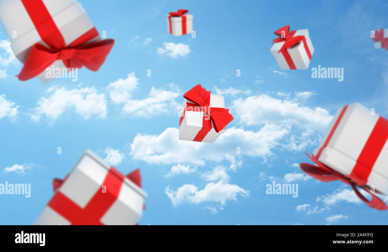 Falling gift boxes in white hi-res stock photography and images - Alamy