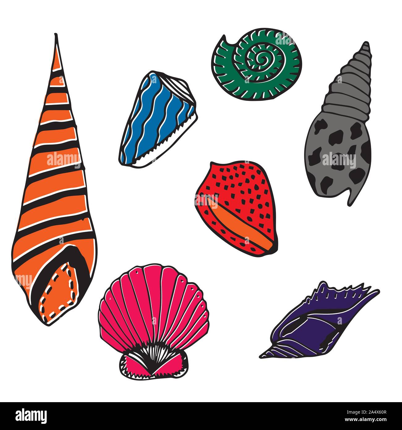 Vector underwater sea cartoon. Various seashells. Great for web page ...