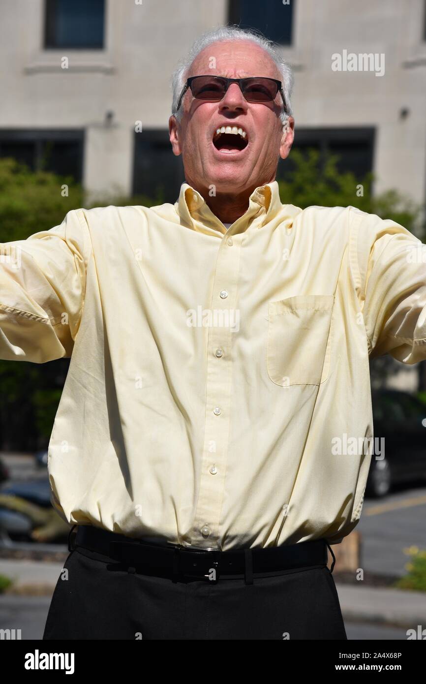 Stressed Old Senior Grandfather Stock Photo - Alamy