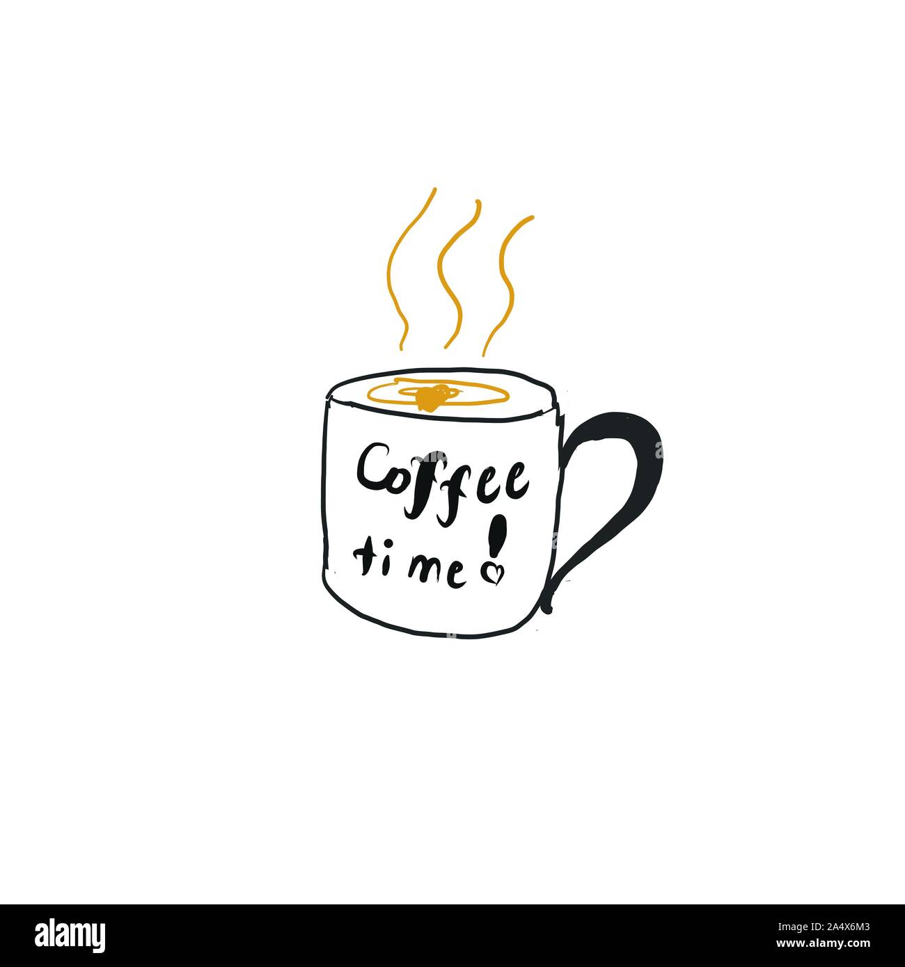 Cup of coffee doodle.Coffee time. Used for kitchen, cafe stuff ...