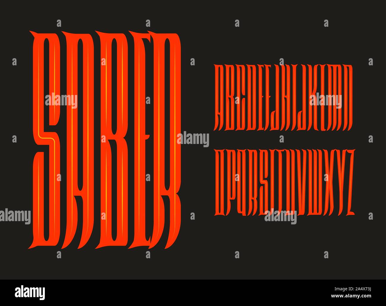 Vintage red font with elongated capital letters Stock Vector Image ...