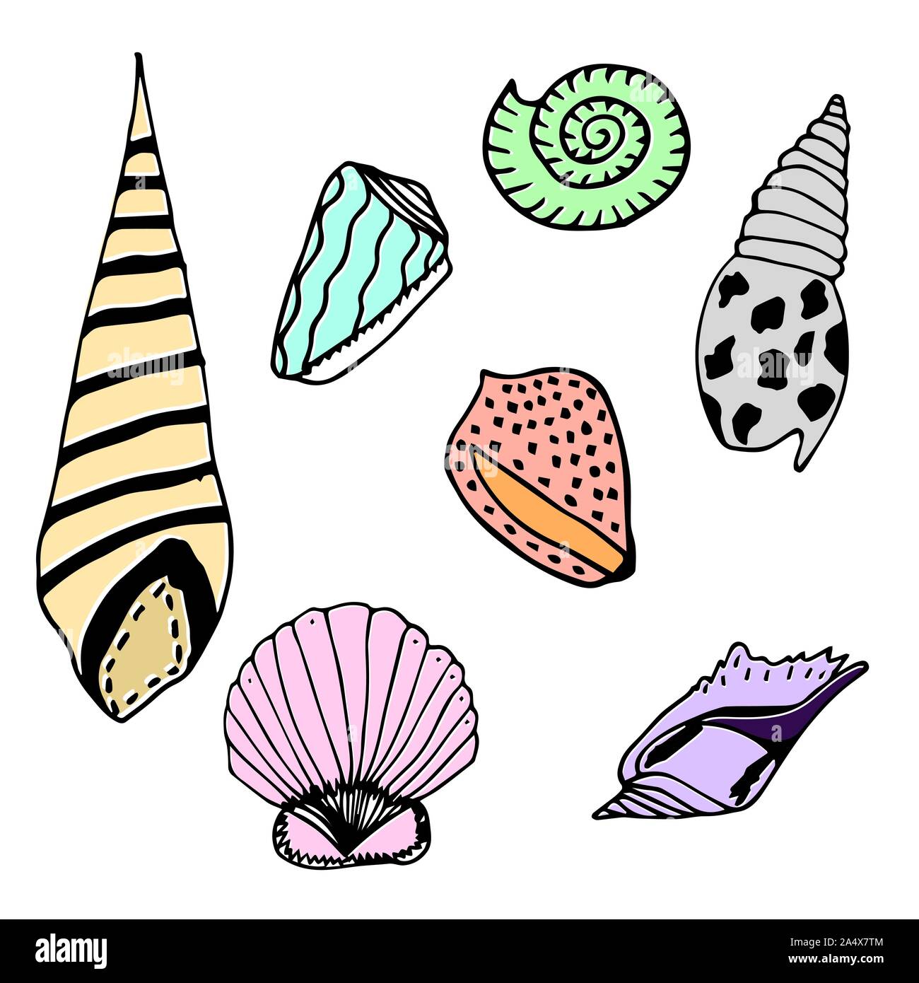 Vector underwater sea cartoon. Various seashells. Great for web page ...