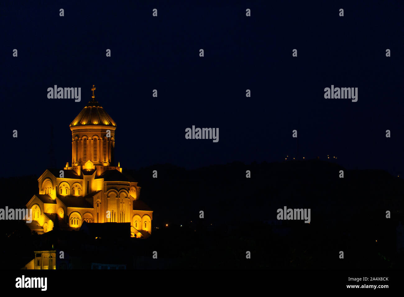 Cityscape with holy trinity cathedral at night hi-res stock photography ...