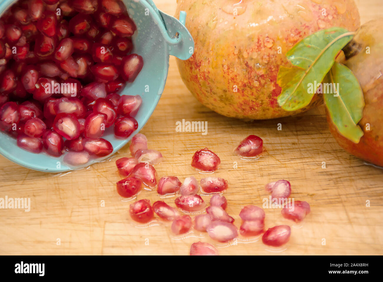 macro photography of granda fruit composition split in half with its f ...