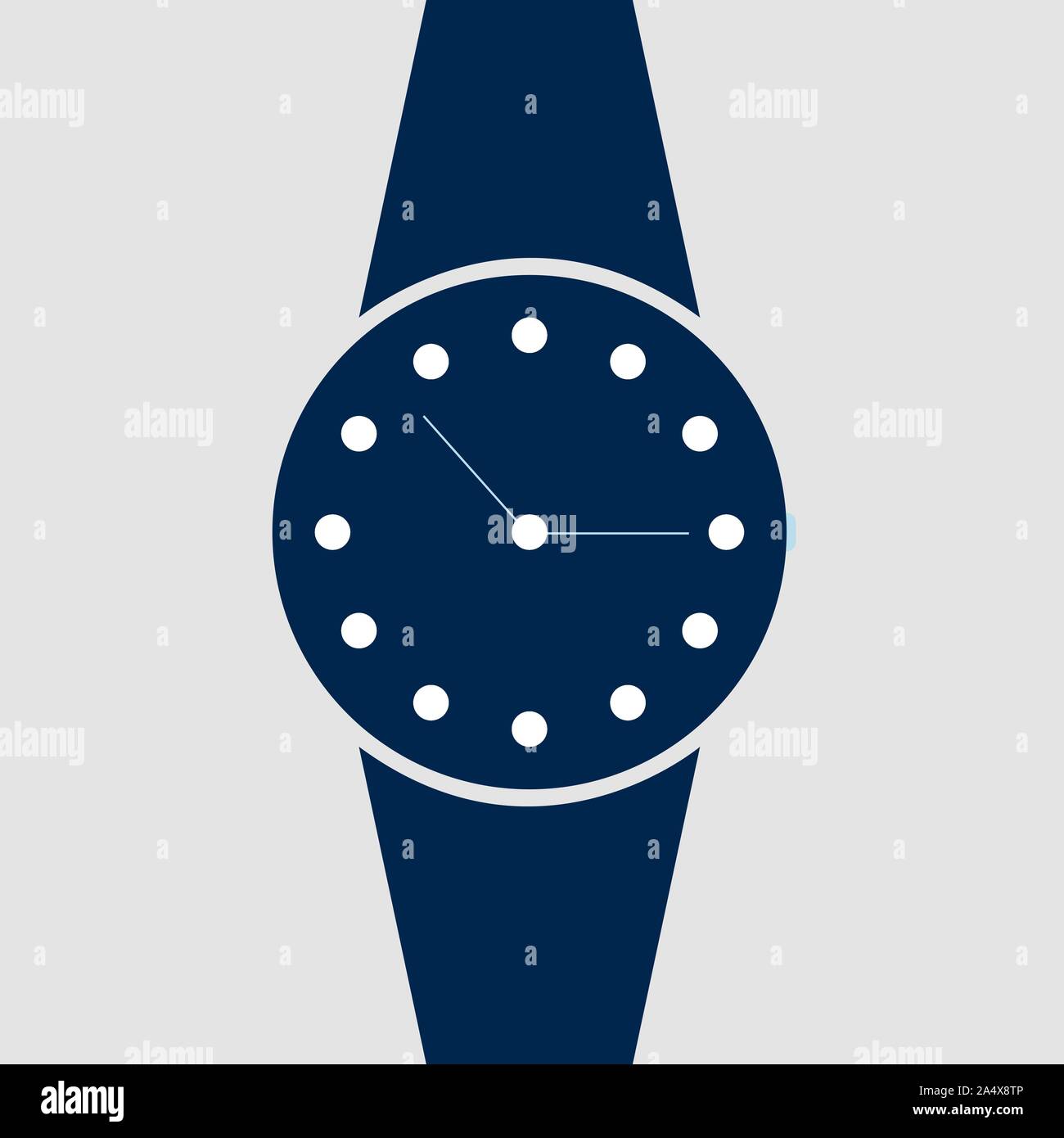 Vector analog clock on a wrist icon. Symbol of time management ...