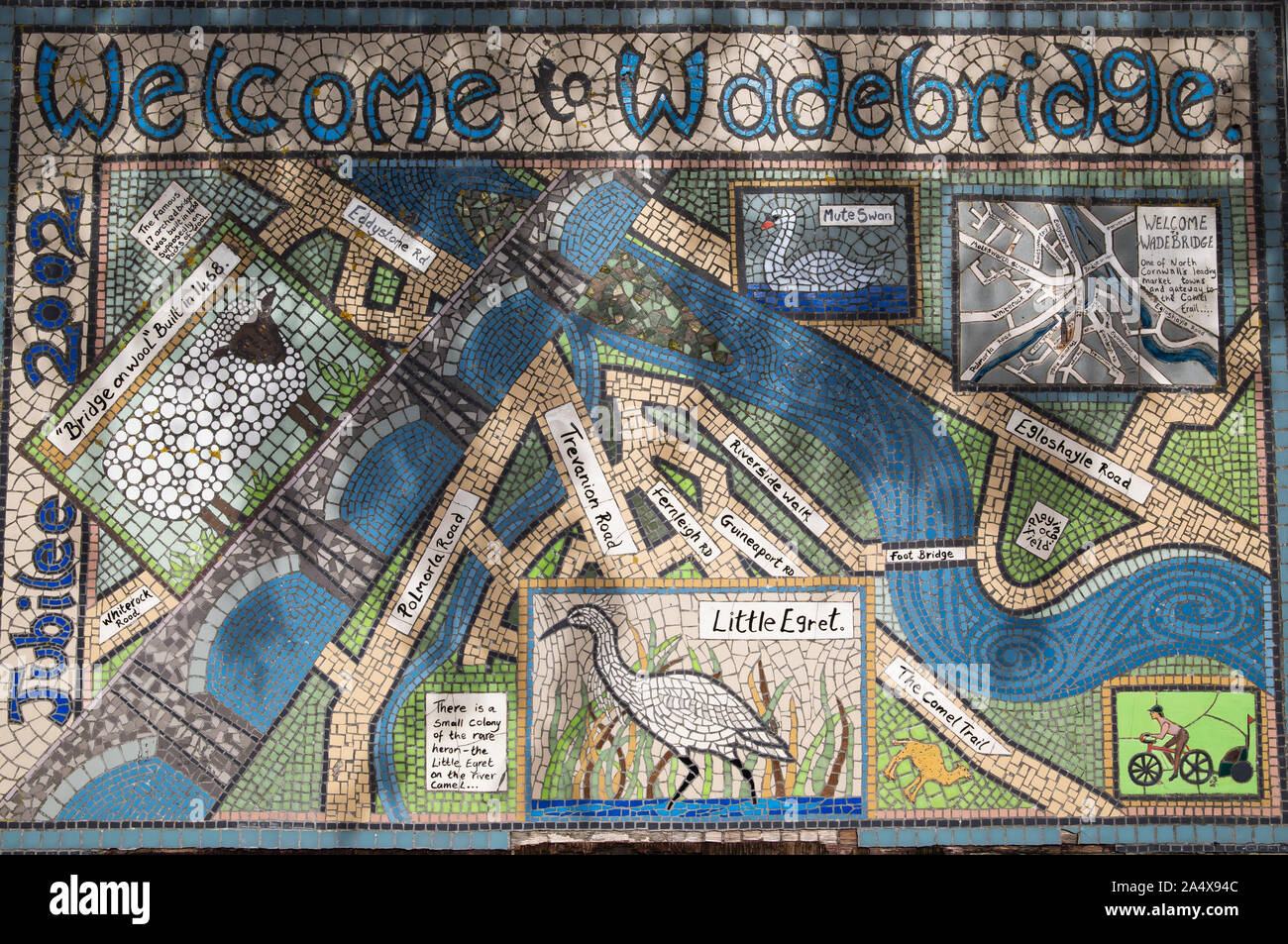 Welcome to Wadebridge mosaic map celebrating Jubilee 2002, Cornwall ...