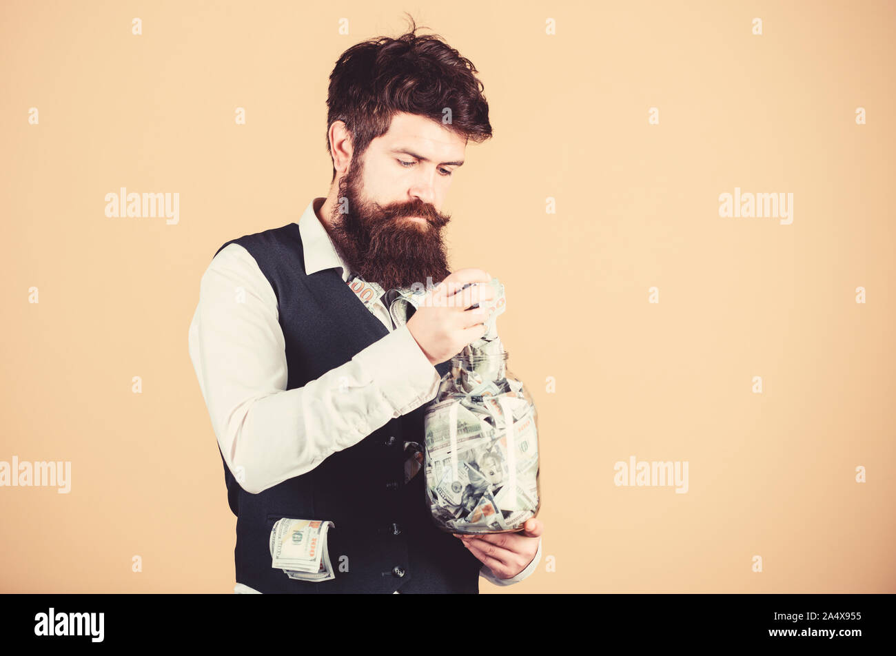 Financial insurance. Personal accountant. Businessman with his dollar ...