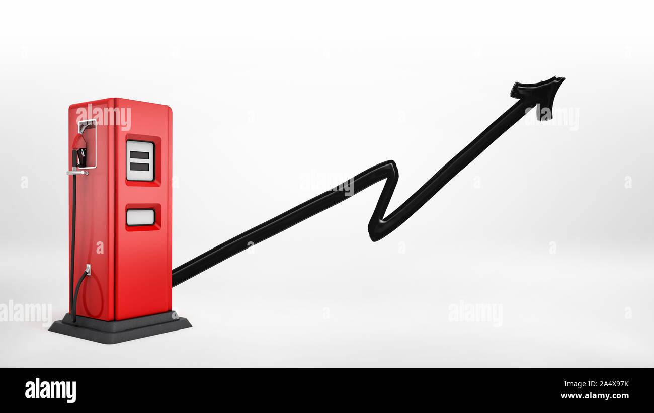 3d rendering of a red gas pump with a nozzle attached in side view on ...